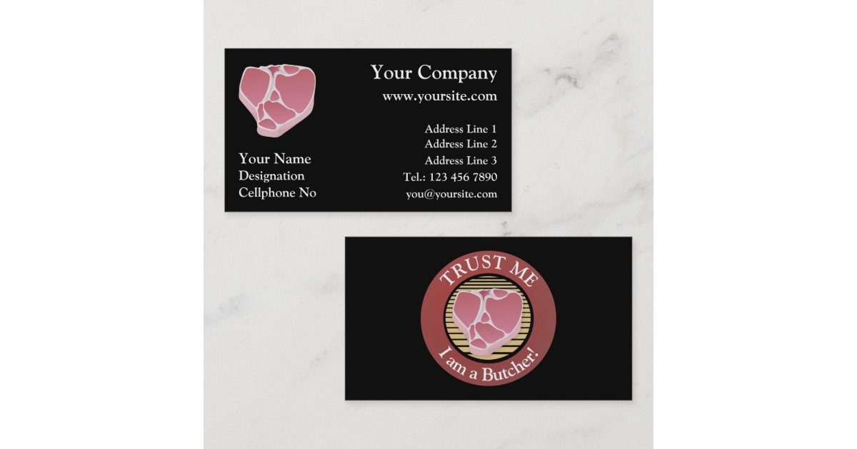 Butcher business cards with black background | Zazzle