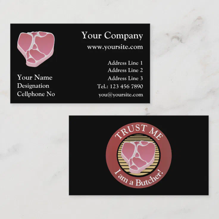 Butcher business cards with black background | Zazzle