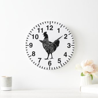 Butcher Chicken diagram meat cuts Large Clock | Zazzle