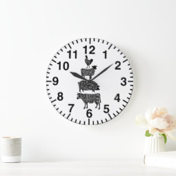 Butcher diagram meat cuts clock | Zazzle