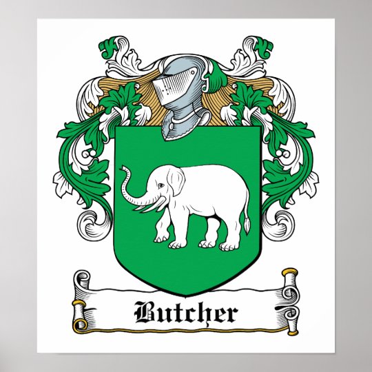 Butcher Family Crest Poster | Zazzle.com