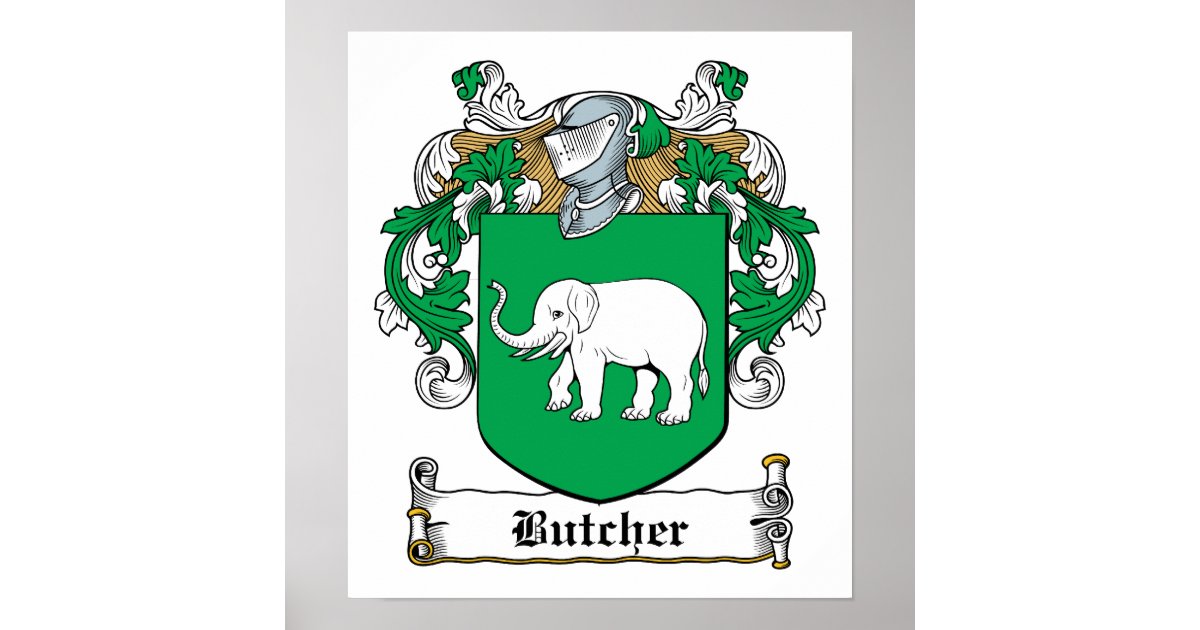 Butcher Family Crest Poster | Zazzle