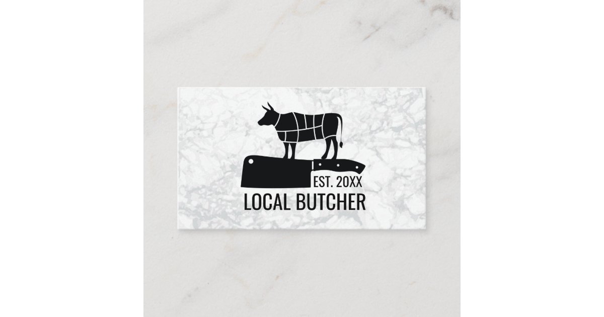 Butcher Knife | Cut Beef Chart Business Card | Zazzle