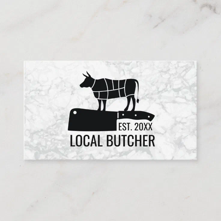 Butcher Knife | Cut Beef Chart Business Card | Zazzle
