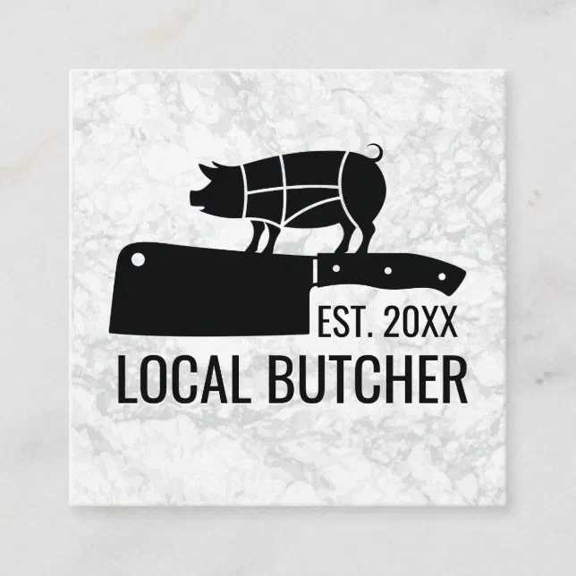 Butcher Knife | Cut Pork Chart Square Business Card | Zazzle