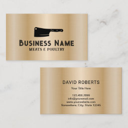 Butcher Meat Cleaver Meats & Poultry Market Gold Business Card | Zazzle