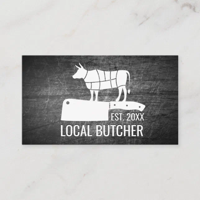 Butcher Meat Cut Chart | Scratched Metal Business Card | Zazzle
