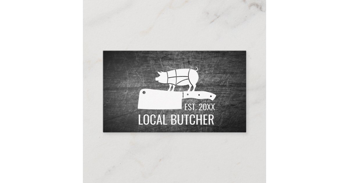 Butcher Meat Cut Chart | Scratched Metal Business Card | Zazzle