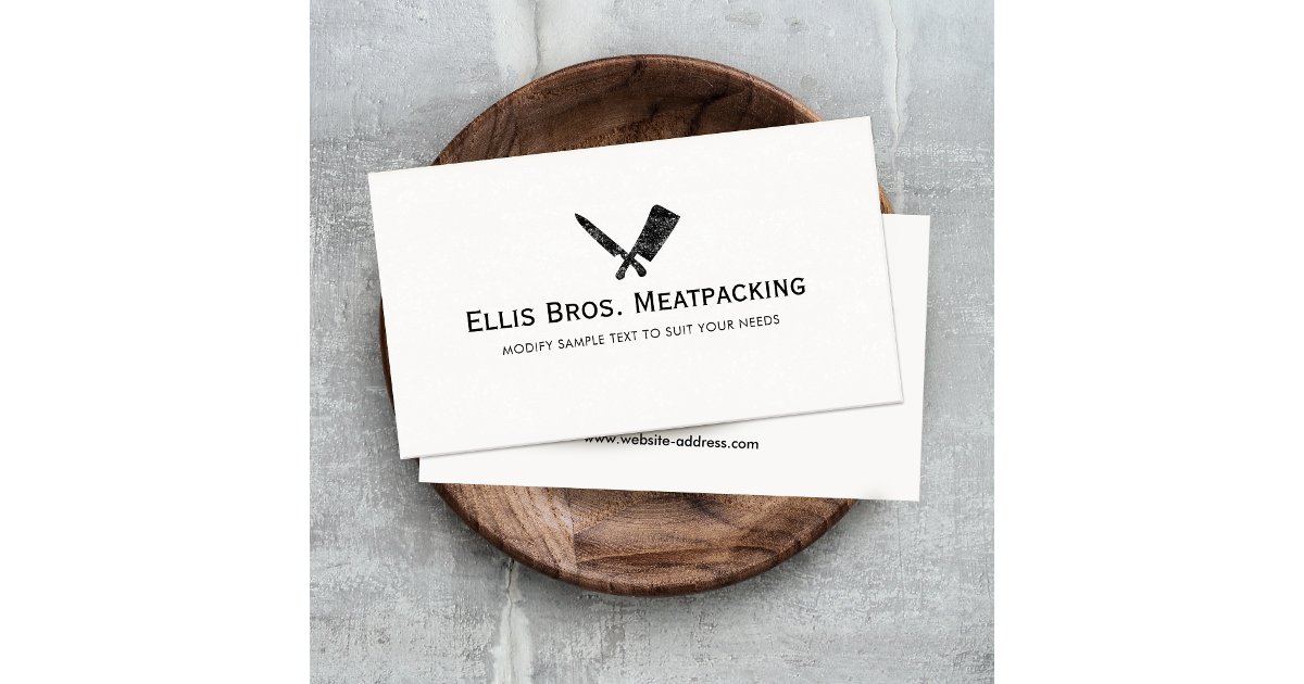 Butcher Shop Knife and Meat Cleaver Logo Business Card | Zazzle