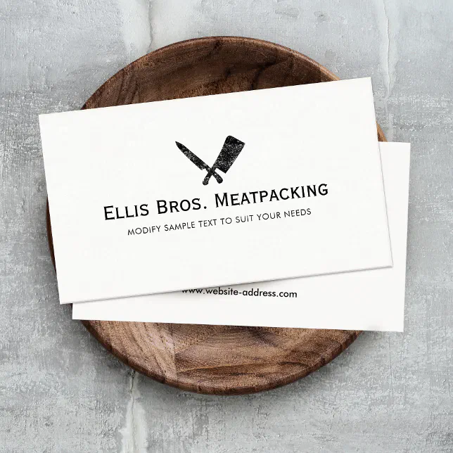 Butcher Shop Knife and Meat Cleaver Logo Business Card | Zazzle