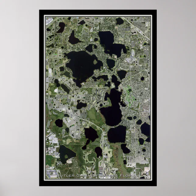 Butler Chain Of Lakes Florida Satellite Poster Map | Zazzle