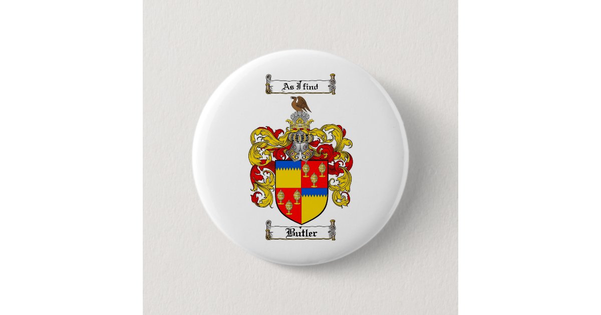 BUTLER FAMILY CREST - BUTLER COAT OF ARMS BUTTON | Zazzle