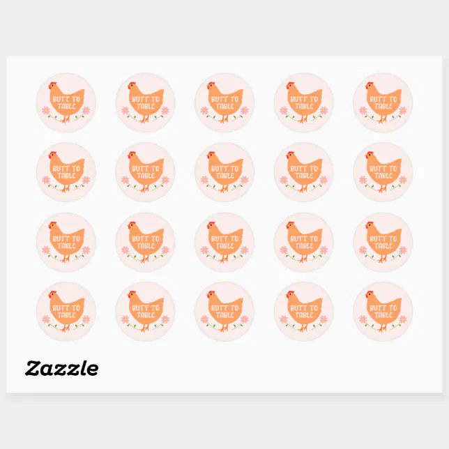 Butt to Table, Chicken Egg Carton Round Stickers | Zazzle