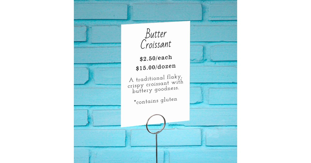 Butter Croissant Food Label Card | Zazzle