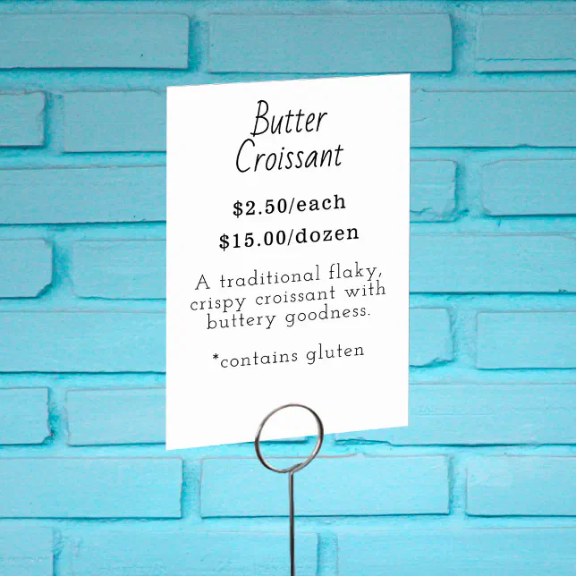 Butter Croissant Food Label Card | Zazzle
