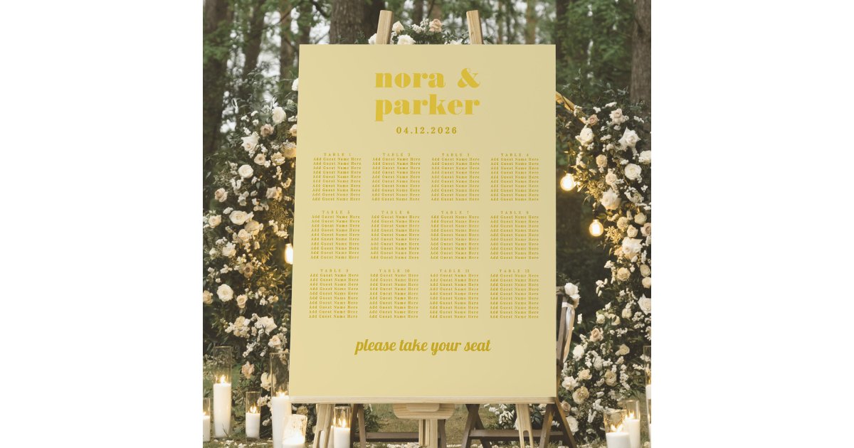 Butter Yellow Wedding Seating Chart Foam Board | Zazzle