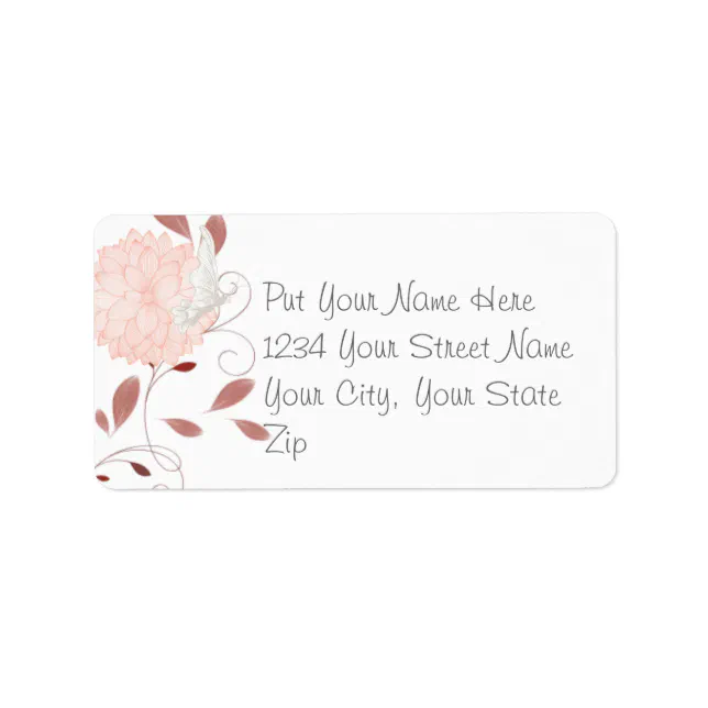 Butterflies and Coral Chrysanthemums Label | Zazzle