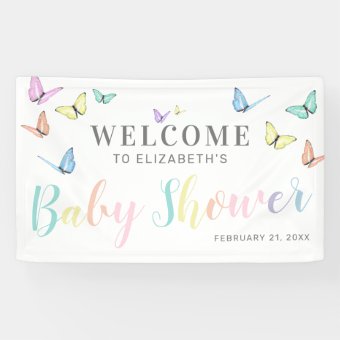 Butterflies Baby Shower Welcome Banner | Zazzle
