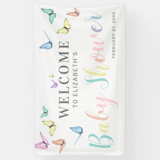 Butterflies Baby Shower Welcome Banner | Zazzle