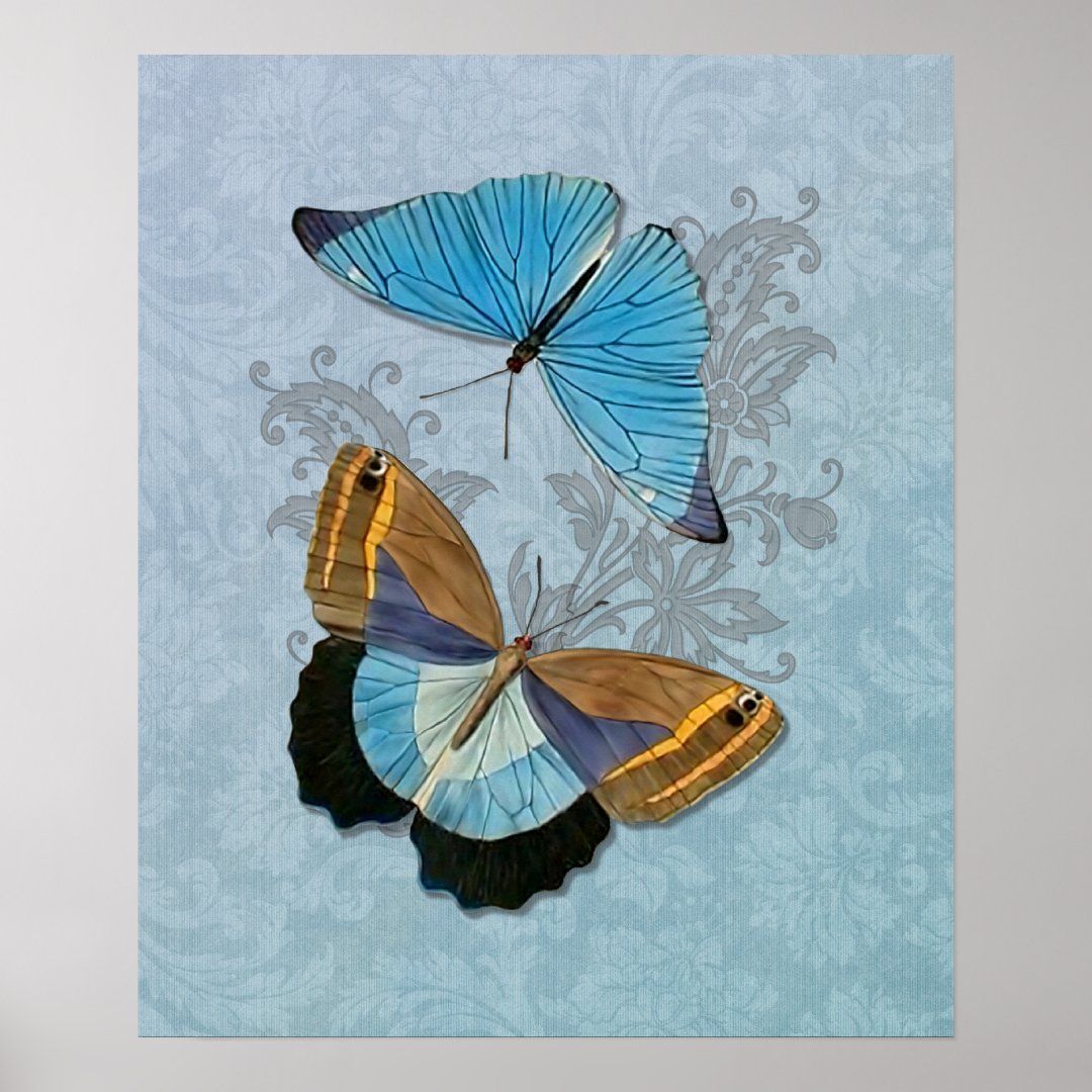 Butterflies Blue Poster | Zazzle