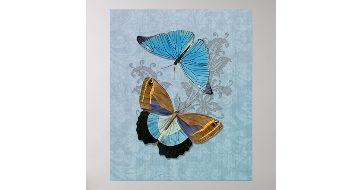 Butterflies Blue Poster | Zazzle