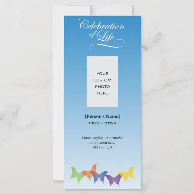 Butterflies Celebration of Life Memorial card | Zazzle