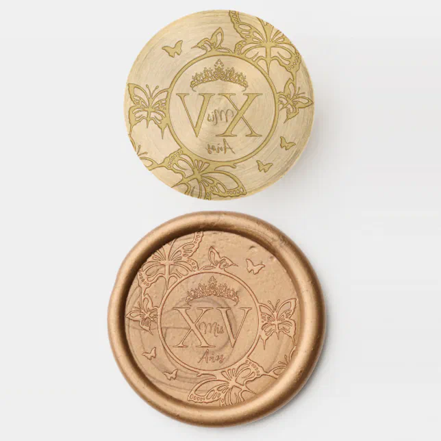 Butterflies Crown Quinceañera Mis XV Años Logo Wax Seal Stamp | Zazzle