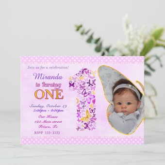Butterflies First Birthday Party Invitation | Zazzle