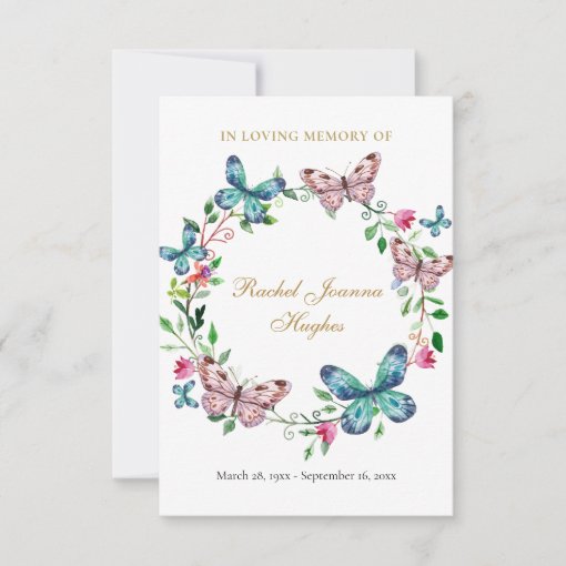 Butterflies Funeral Memorial Prayer Poem Card | Zazzle