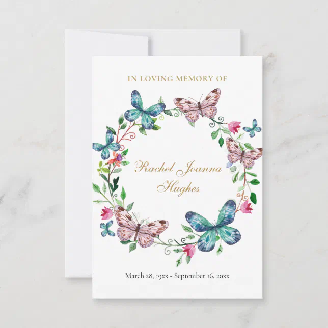 Butterflies Funeral Memorial Prayer Poem Card | Zazzle