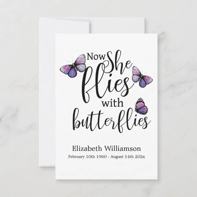 Butterflies Funeral Memorial Rememberance Card | Zazzle