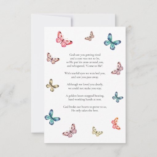 Butterflies Funeral Prayer Poem Photo Card | Zazzle