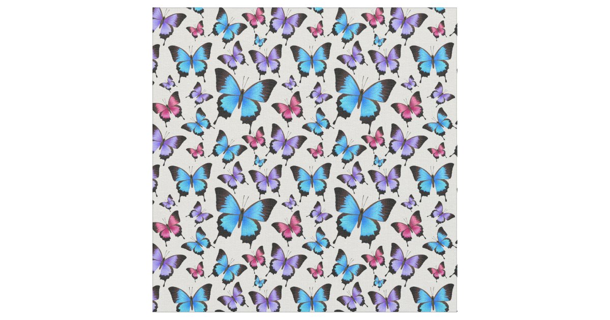 Butterflies Girly Fabric | Zazzle
