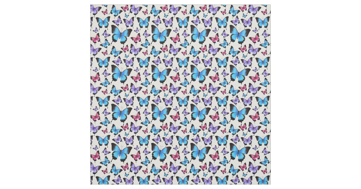Butterflies Girly Fabric | Zazzle