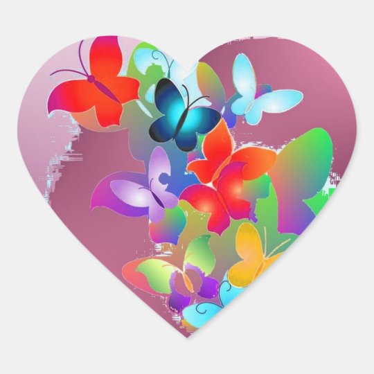 Butterflies Heart Sticker | Zazzle.com