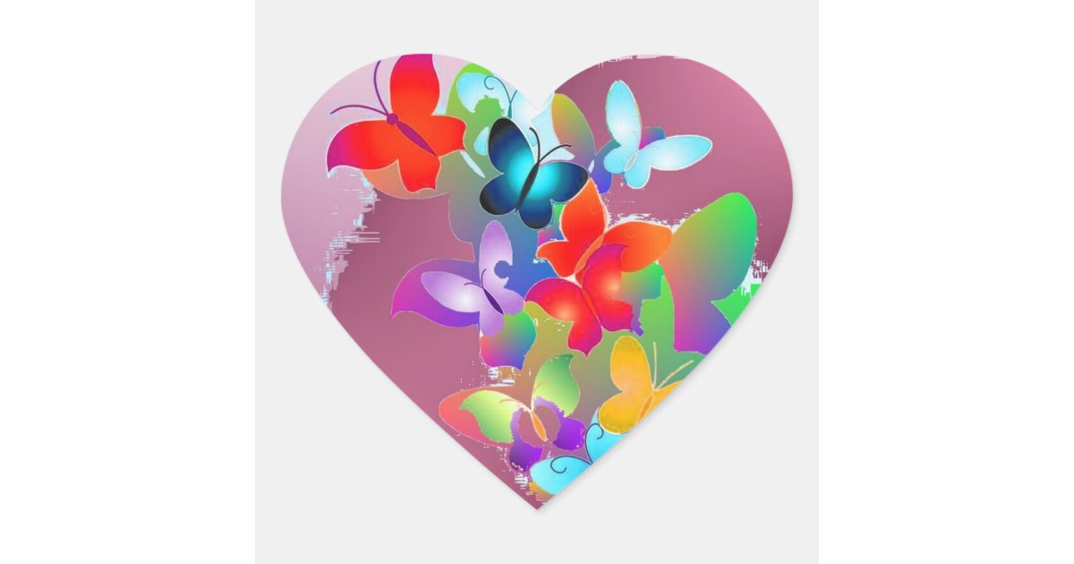 Butterflies Heart Sticker | Zazzle
