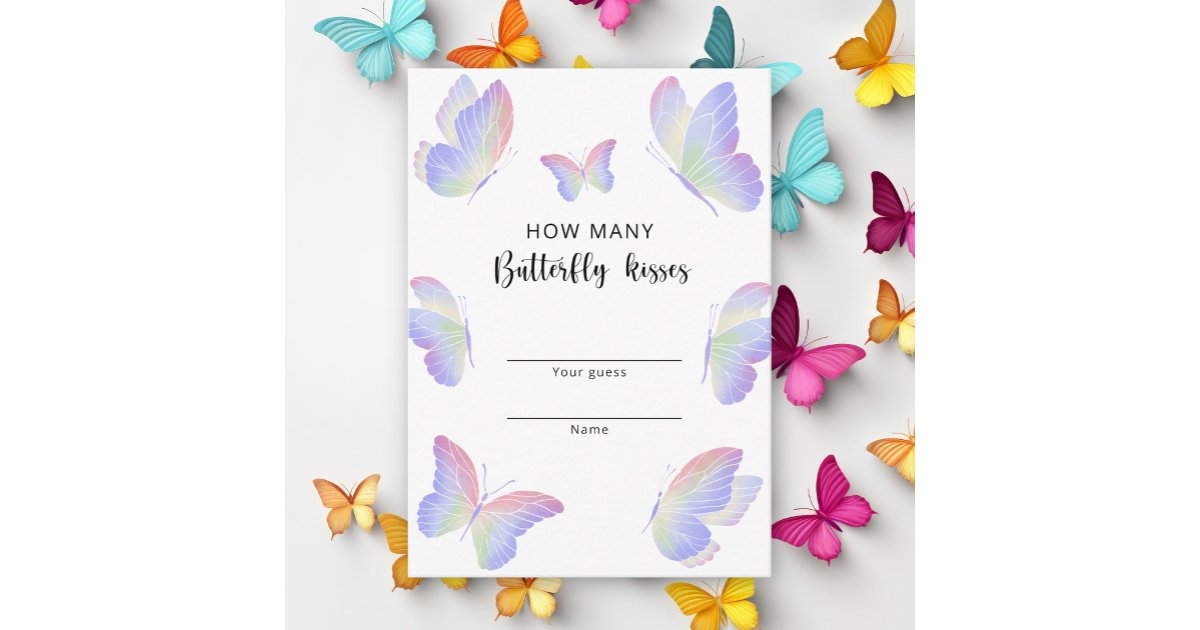 Butterflies - How many butterfly kisses Enclosure Card | Zazzle