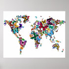 Butterflies Map of the World Map Poster | Zazzle.com