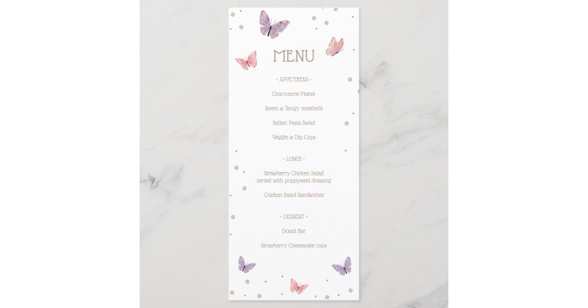 Butterflies Menu | Zazzle