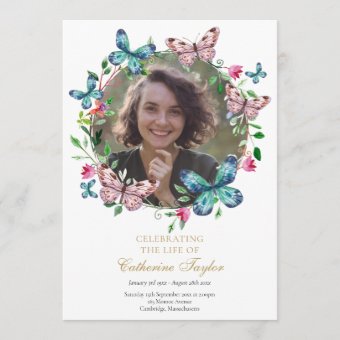 Butterflies Photo Funeral Order Of Service Program | Zazzle