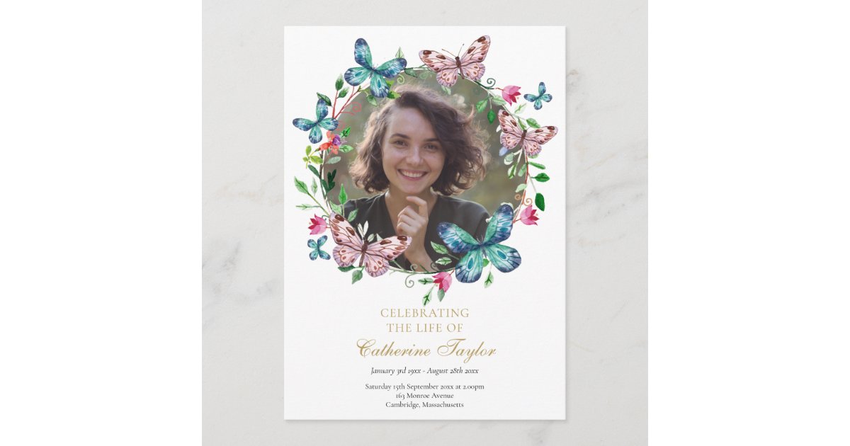 Butterflies Photo Funeral Order Of Service Program | Zazzle