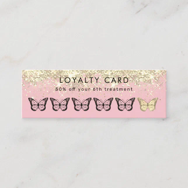 butterflies pink loyalty card | Zazzle
