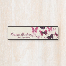 Butterflies Purple Office Door Sign | Zazzle