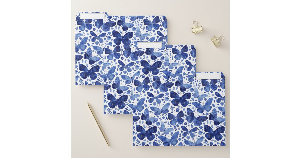 Butterflies Watercolor Blue File Folder | Zazzle