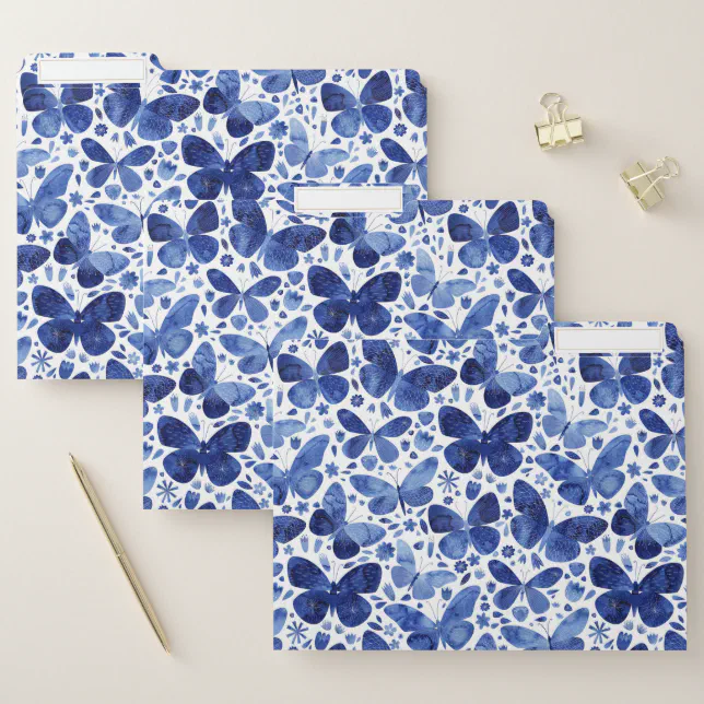 Butterflies Watercolor Blue File Folder | Zazzle