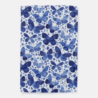 Butterflies Watercolor Blue Garden Flag | Zazzle