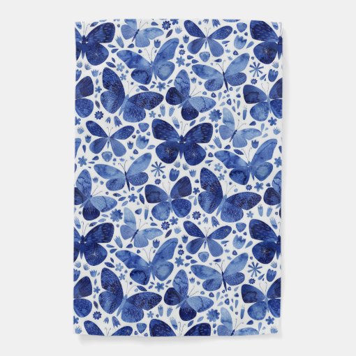Butterflies Watercolor Blue Garden Flag | Zazzle