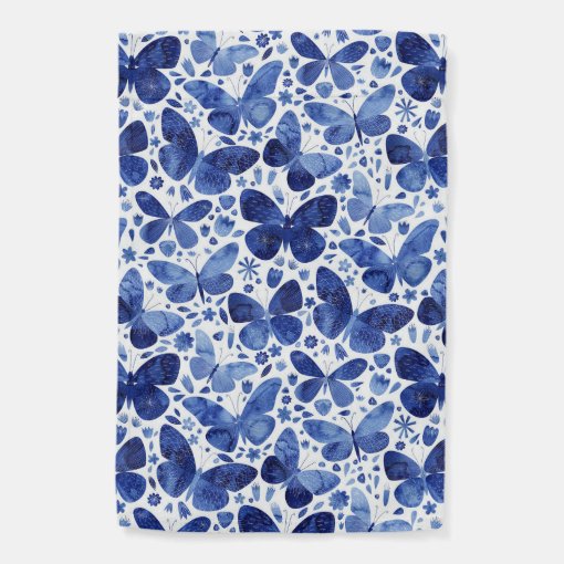 Butterflies Watercolor Blue Garden Flag | Zazzle