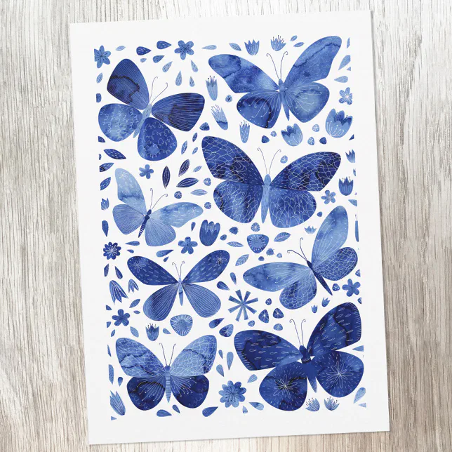 Butterflies Watercolor Blue Greetings Card | Zazzle