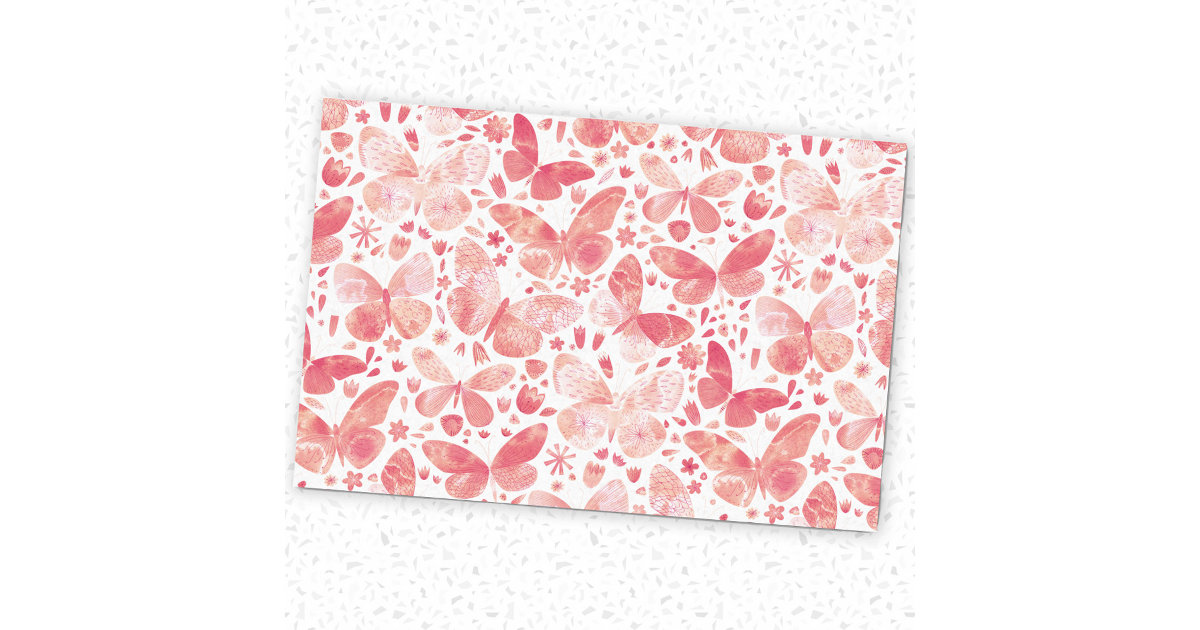 Butterflies Watercolor Coral Pink Tissue Paper | Zazzle